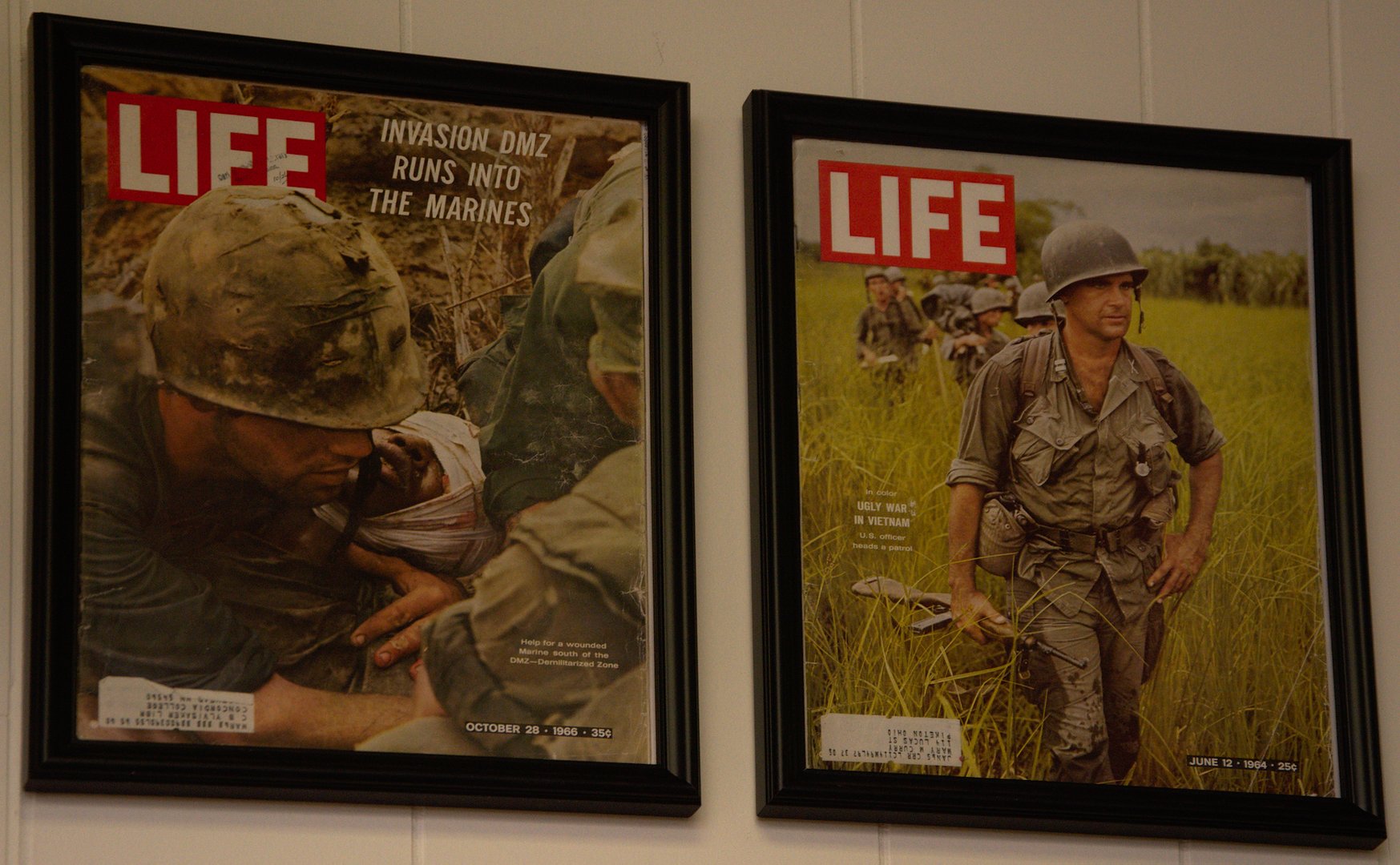 Two of the 17 Vietnam War issues of Life Magazine on display at the ...
