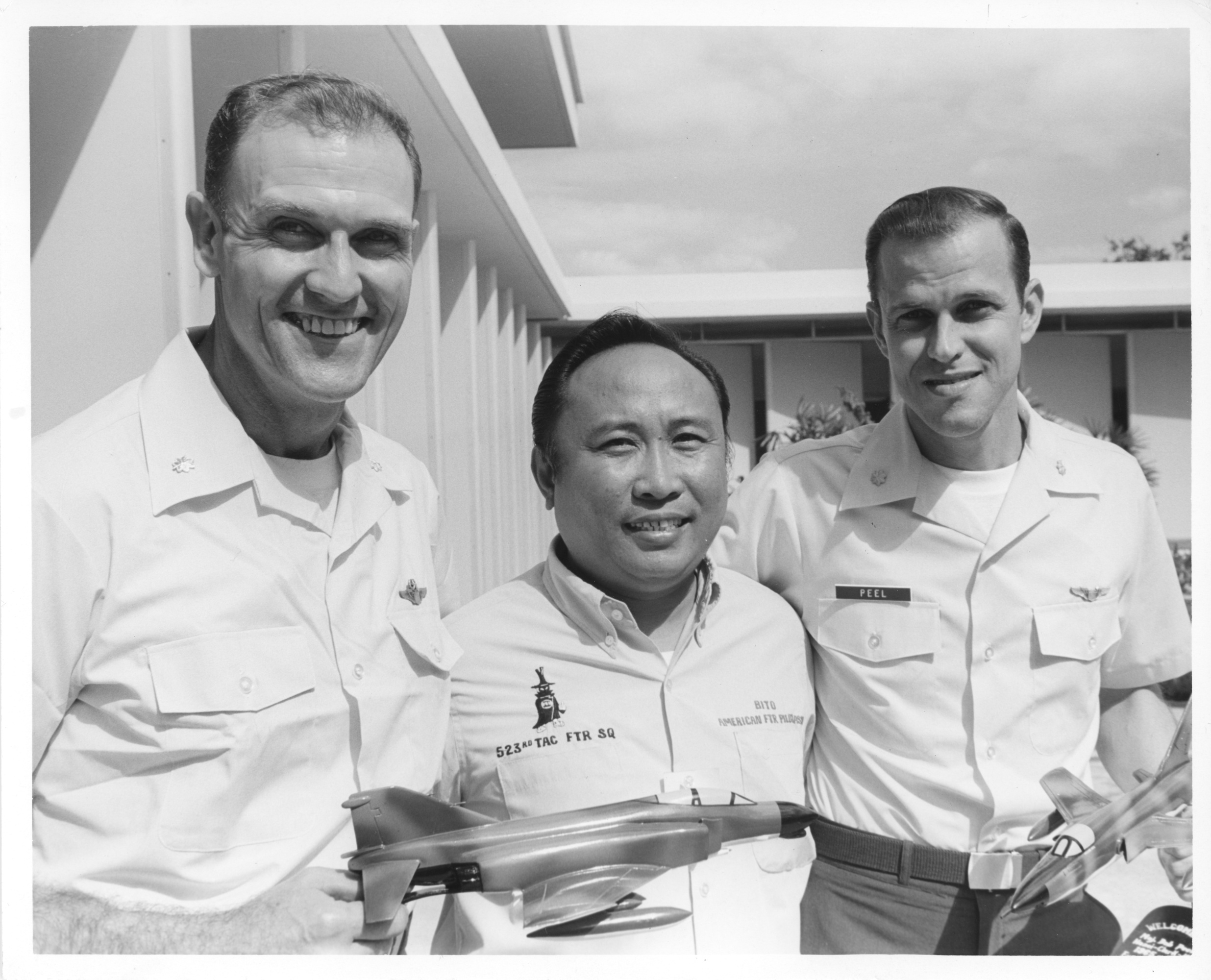 A.J. Meyer (left), Bob Peel (right) with Bito at Clark AFB 2-1973 ...