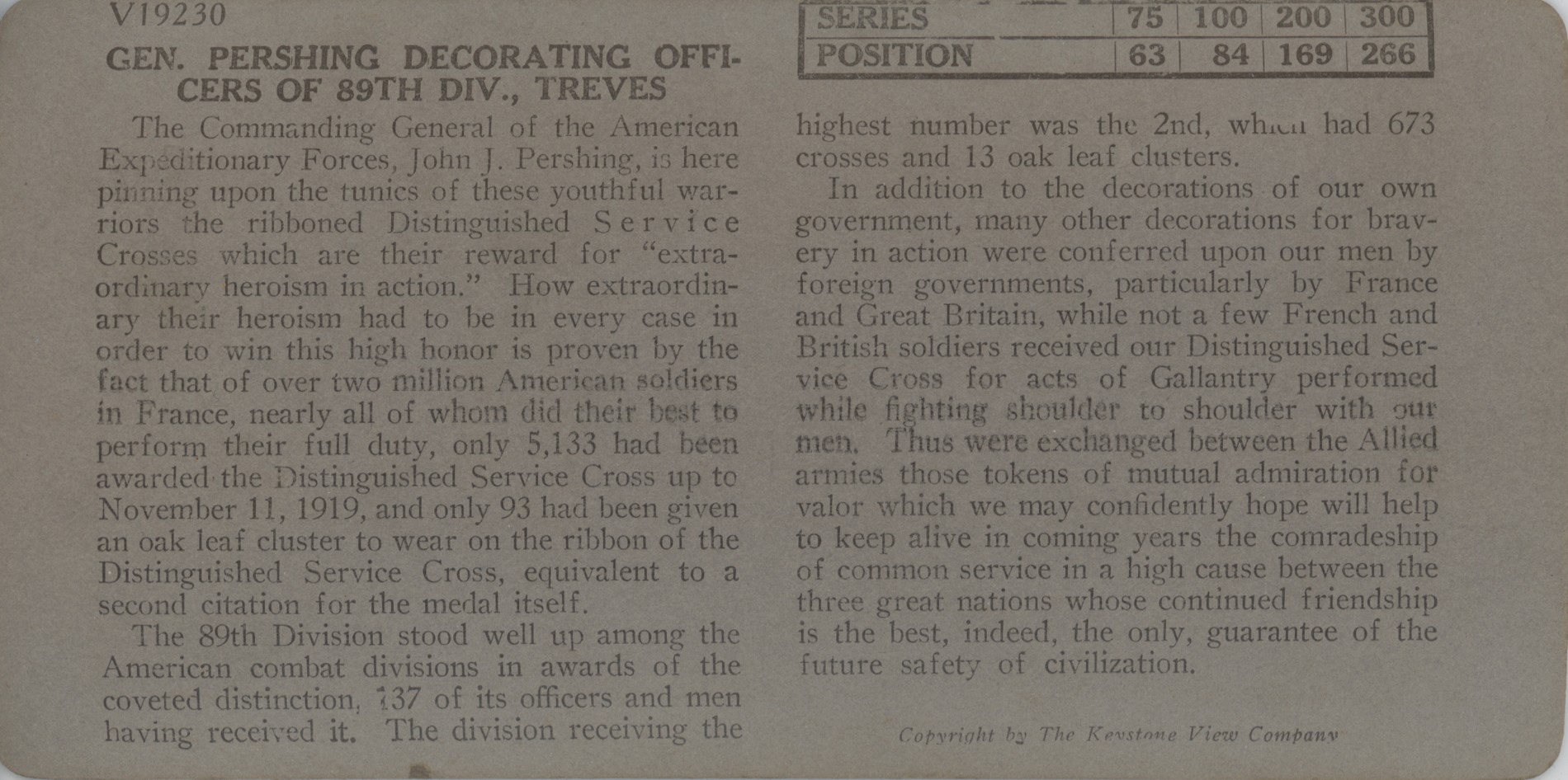 Gen. Pershing Decorating Officers of 89th Div., Treves – Maine Military ...